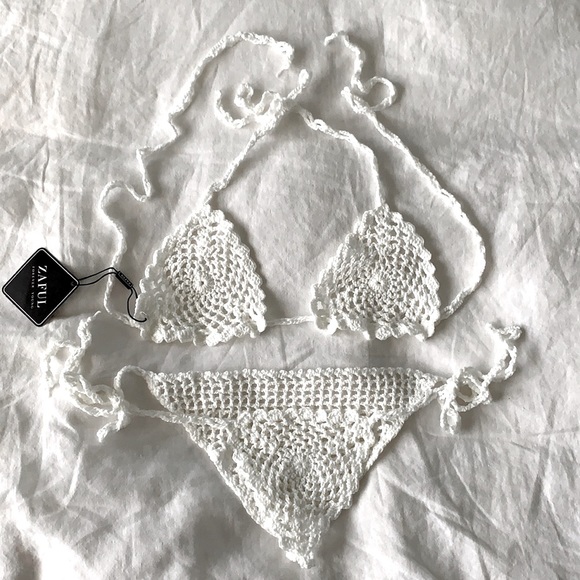Zaful | Swim | Summer Sale White Crochet String Bikini | Poshmark